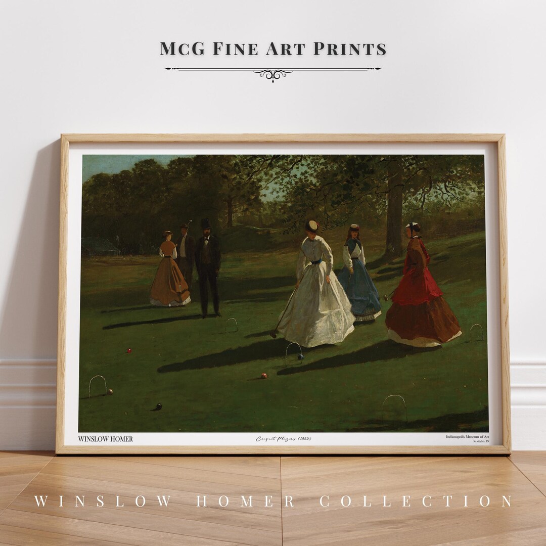 Croquet Players Gallery Wall Art Print Vintage Green Landscape Oil ...