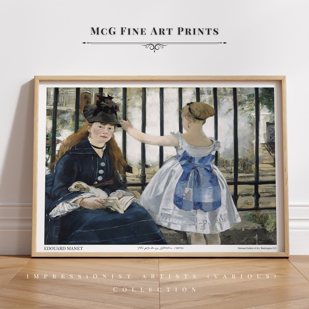 Manet Railway Station Print Vintage Paris Scene Oil Painting Gare Saint ...
