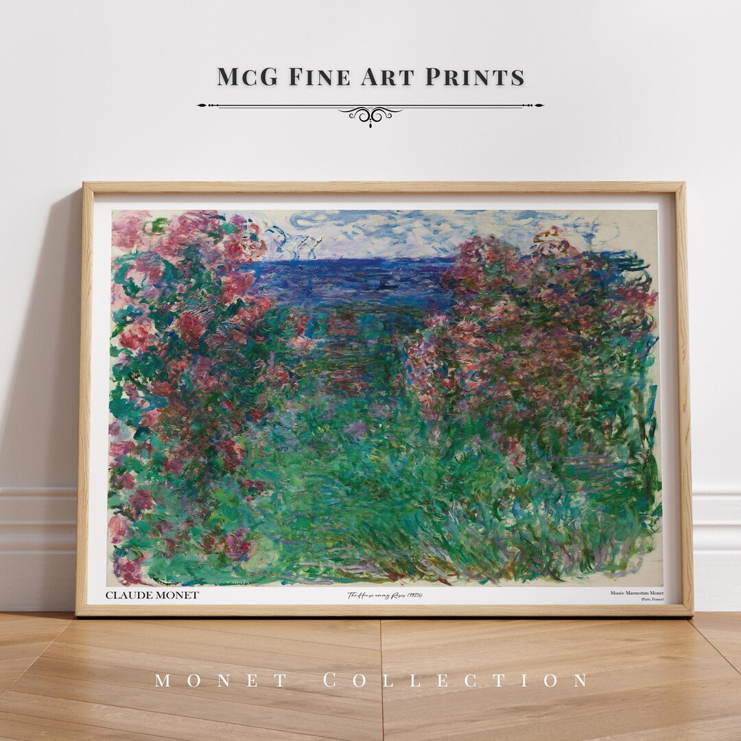 The House Among Roses Monet Gallery Wall Art Flower Print Vintage ...