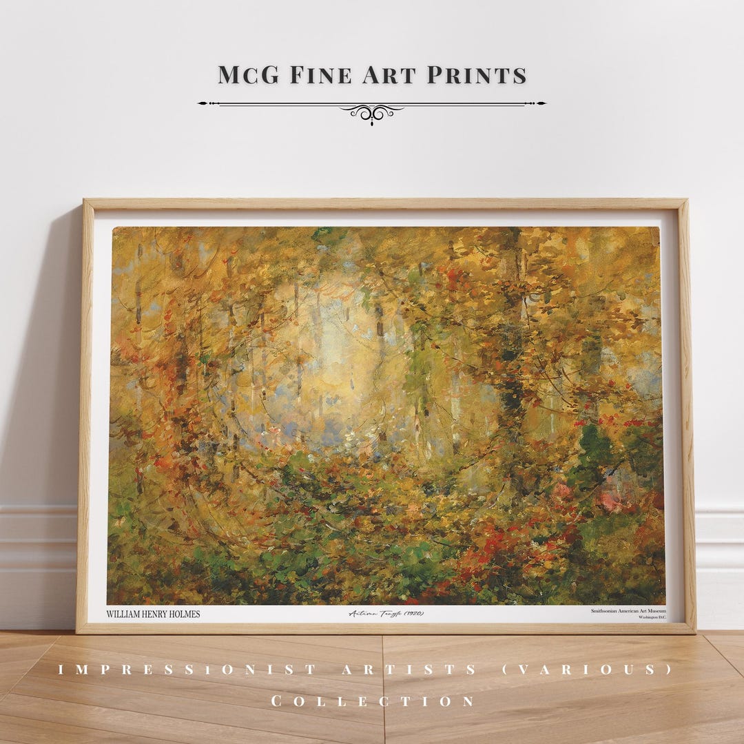 Autumn Tangle Gallery Wall Art Print Vintage Fall Landscape Watercolor Painting Woodland Poster ...