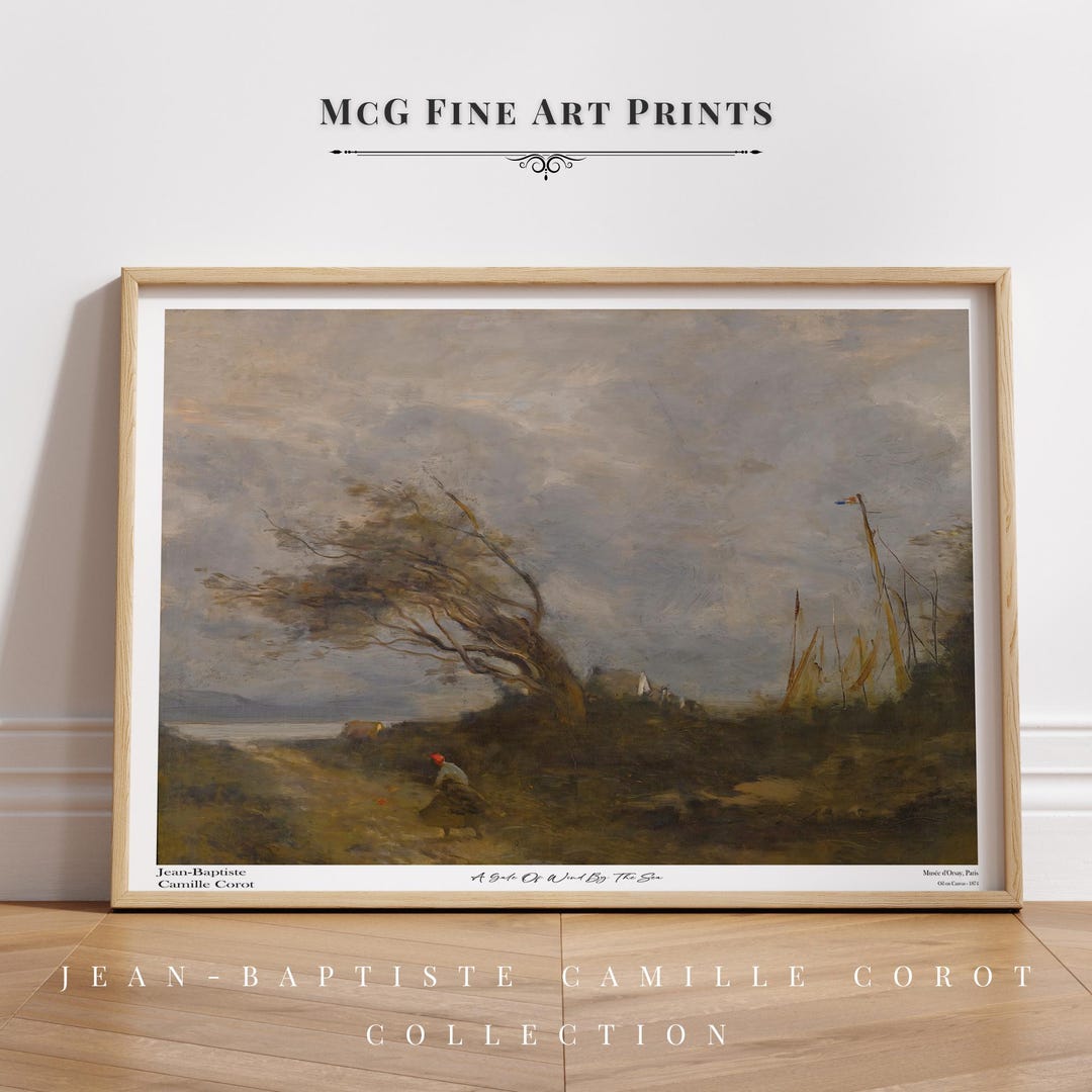 A Gale of Wind by the Sea Gallery Wall Art Print Vintage Stormy Coastal ...