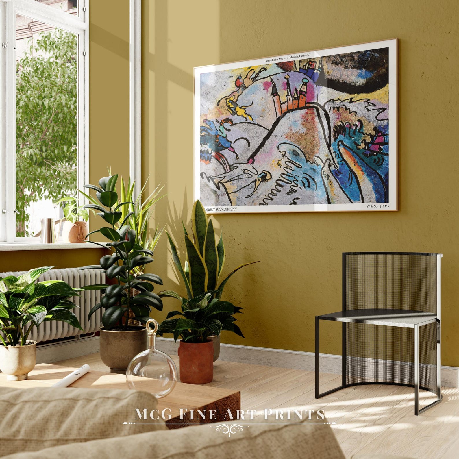 With Sun Kandinsky Gallery Wall Art Poster Print Mid Century Modern Oil ...