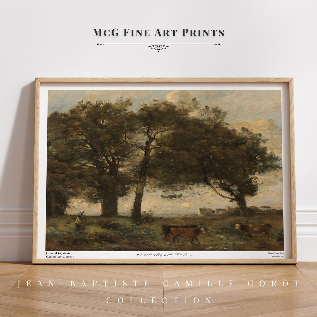 Wooded Peat Bog With Three Cows Gallery Wall Art Print Vintage ...