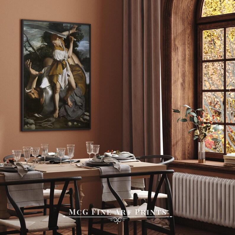 David and Goliath Gallery Wall Art Antique Christian Print Vintage ...