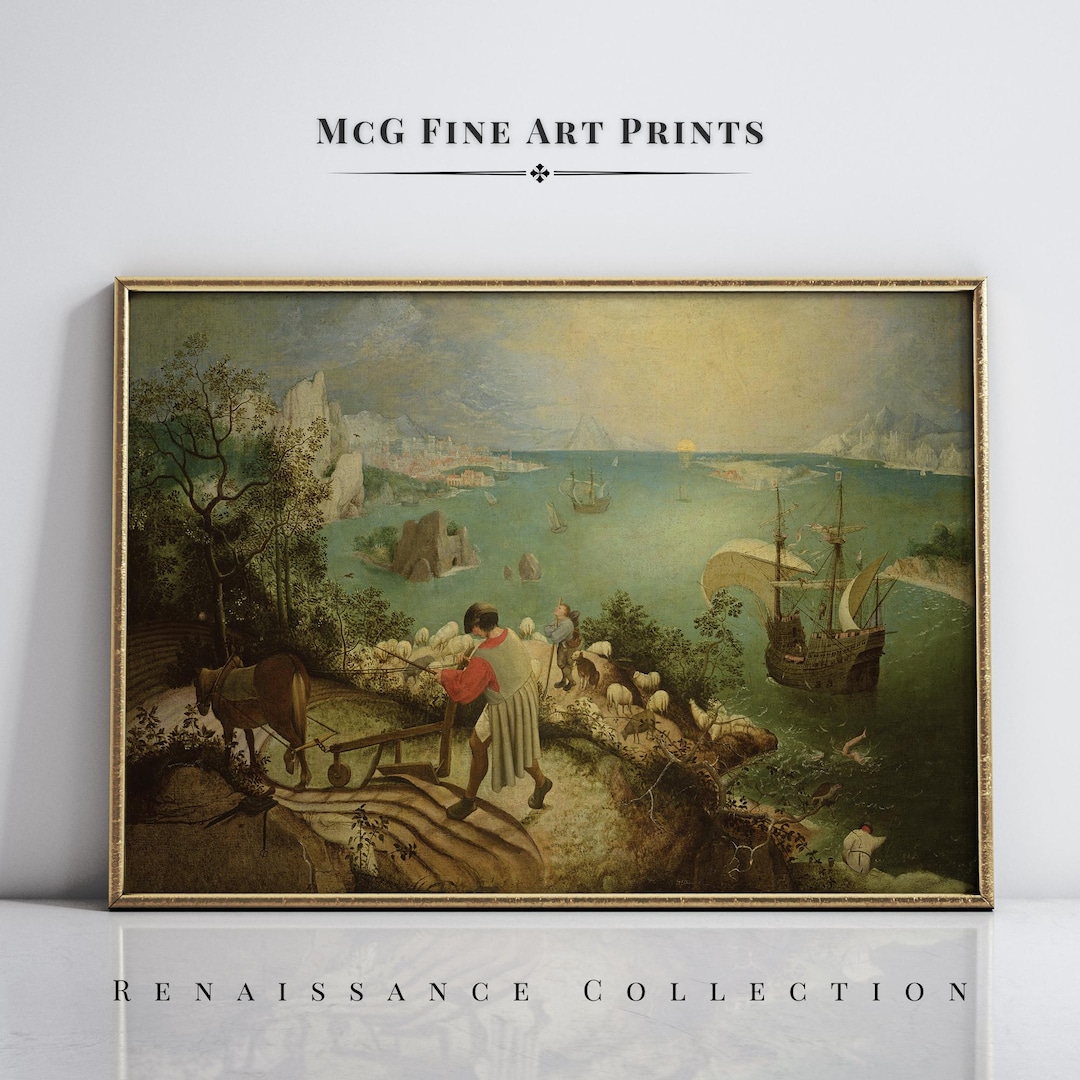 Landscape With the Fall of Icarus Gallery Wall Art Antique Print ...