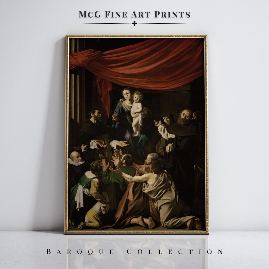 Madonna of the Rosary Gallery Wall Art Antique Christian Print Vintage Holy Mary Saint Peter ...