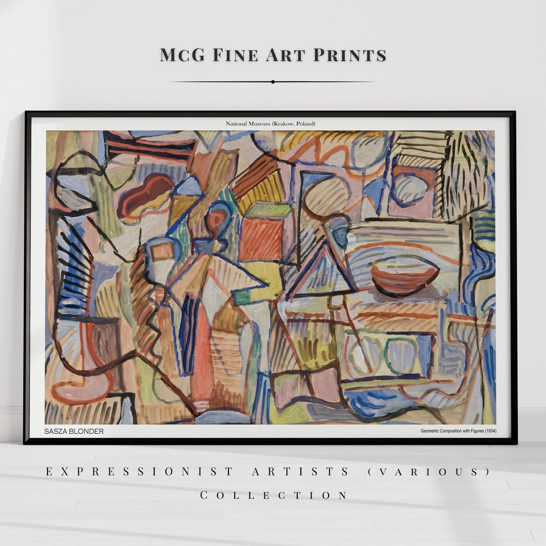 Geometric Composition With Figures Gallery Wall Art Print Mid Century ...