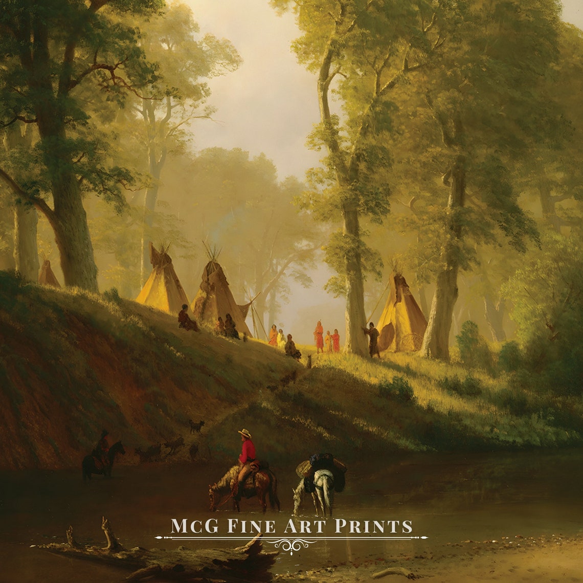 The Wolf River Kansas Gallery Wall Art Print Vintage Forest Landscape ...