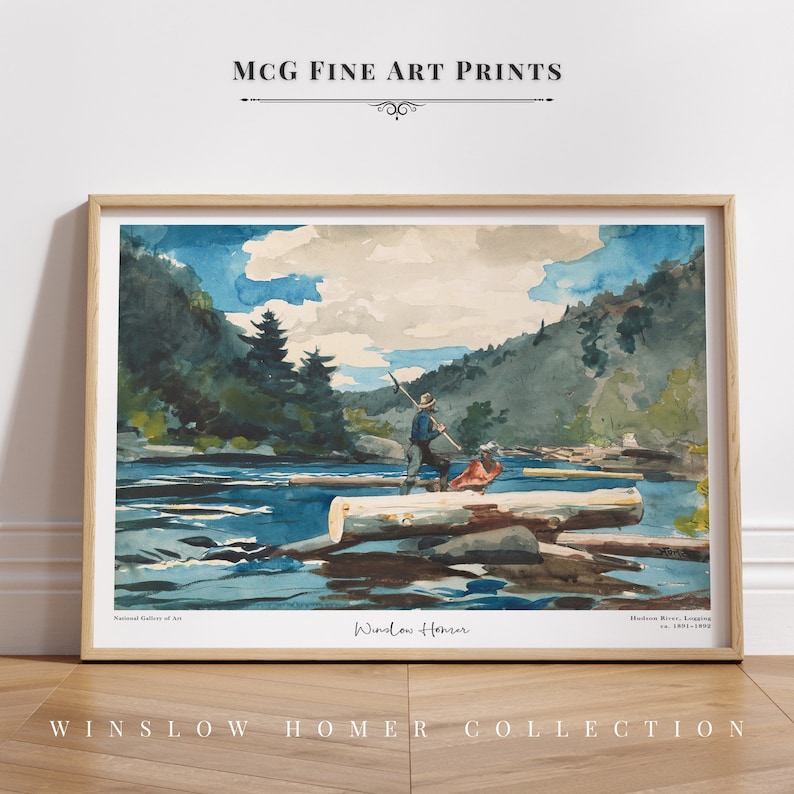 Hudson River Logging Oil Painting Wall Art Print Aesthetic Living Room ...