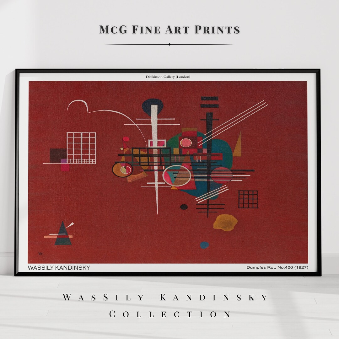 Dull Red Kandinsky Gallery Wall Art Print Modern Minimalist Oil ...