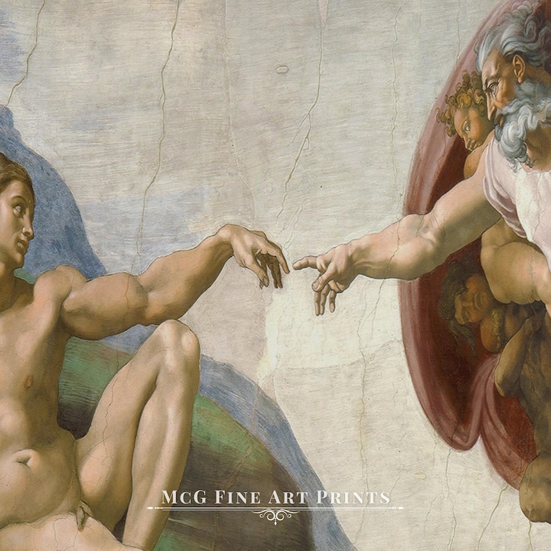 The Creation of Adam Gallery Wall Art Antique Christian Print Vintage ...