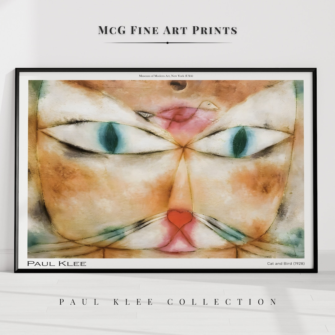 Cat and Bird Paul Klee Print Modern Minimalist Gallery Wall Art Poster ...