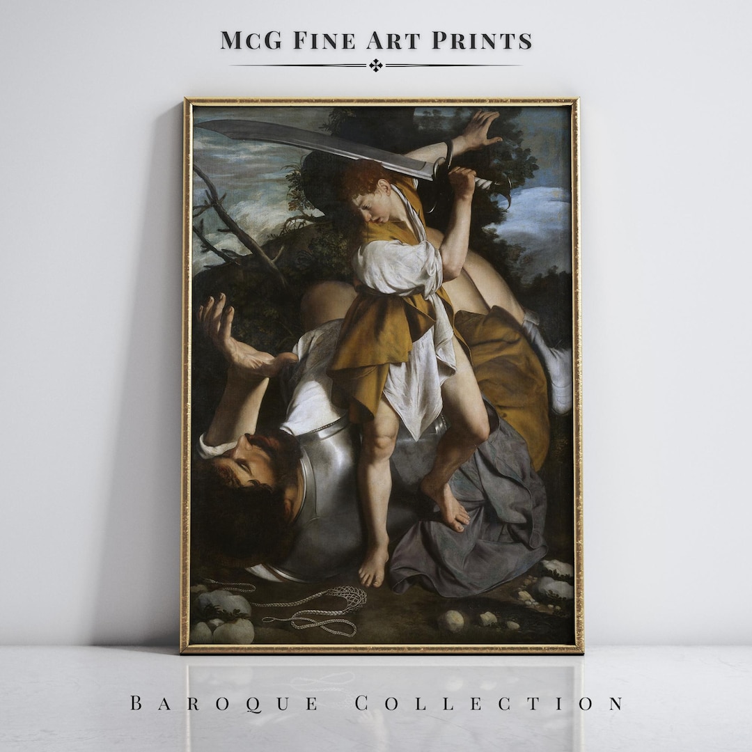 David and Goliath Gallery Wall Art Antique Christian Print Vintage ...