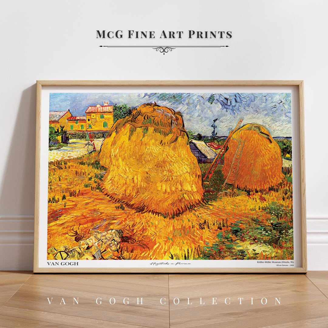 Haystacks in Provence Van Gogh Gallery Wall Art Print Vintage Landscape ...