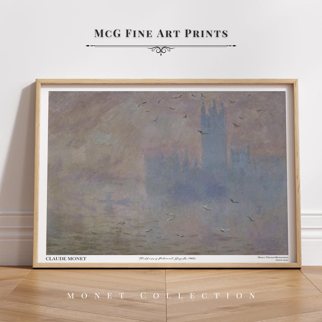 The Houses of Parliament Seagulls Monet Wall Art Print Vintage London ...