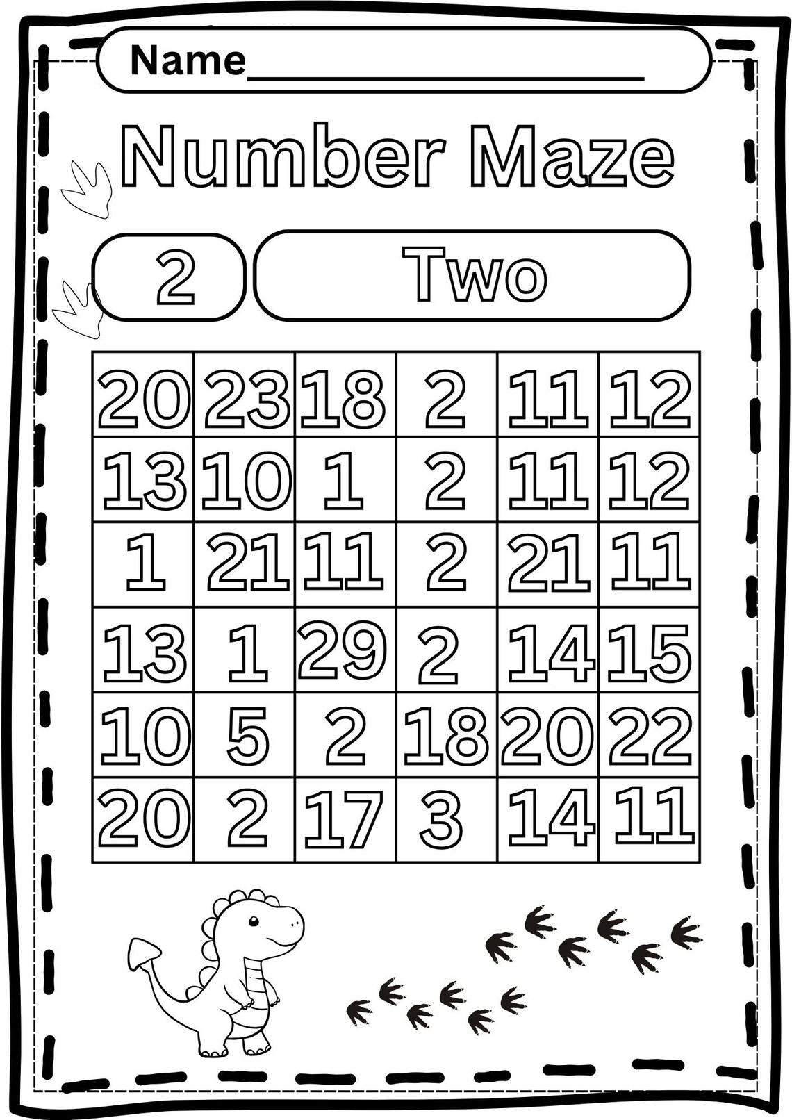 Math Worksheets Number Maze Dinosaur: Counting 1-25 Math Game - Etsy