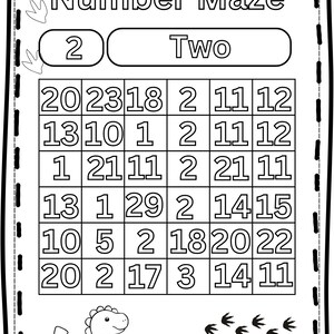 Math Worksheets Number Maze Dinosaur: Counting 1-25 Math Game - Etsy