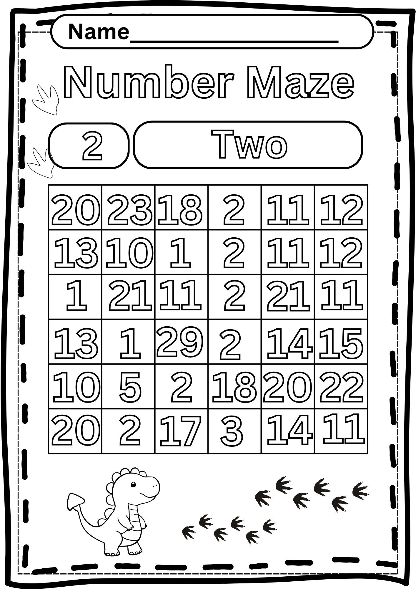 Math Worksheets Number Maze Dinosaur: Counting 1-25 Math Game - Etsy