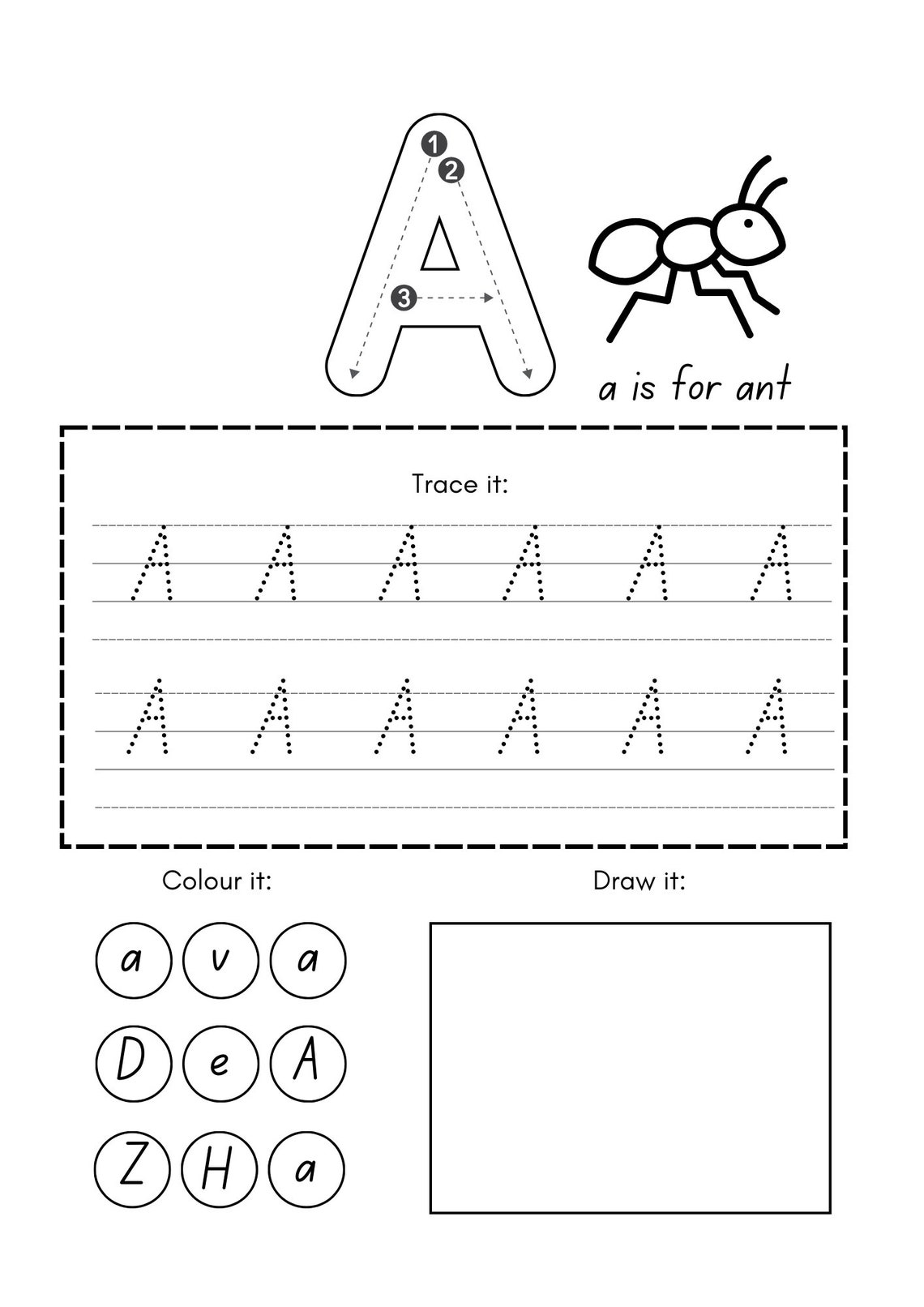 Alphabet Worksheets Printable Tracing and Color Homeschool Teacher Kids ...