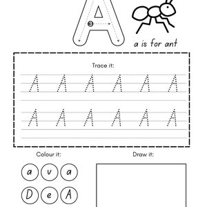 Alphabet Worksheets Printable Tracing and Color Homeschool Teacher Kids ...