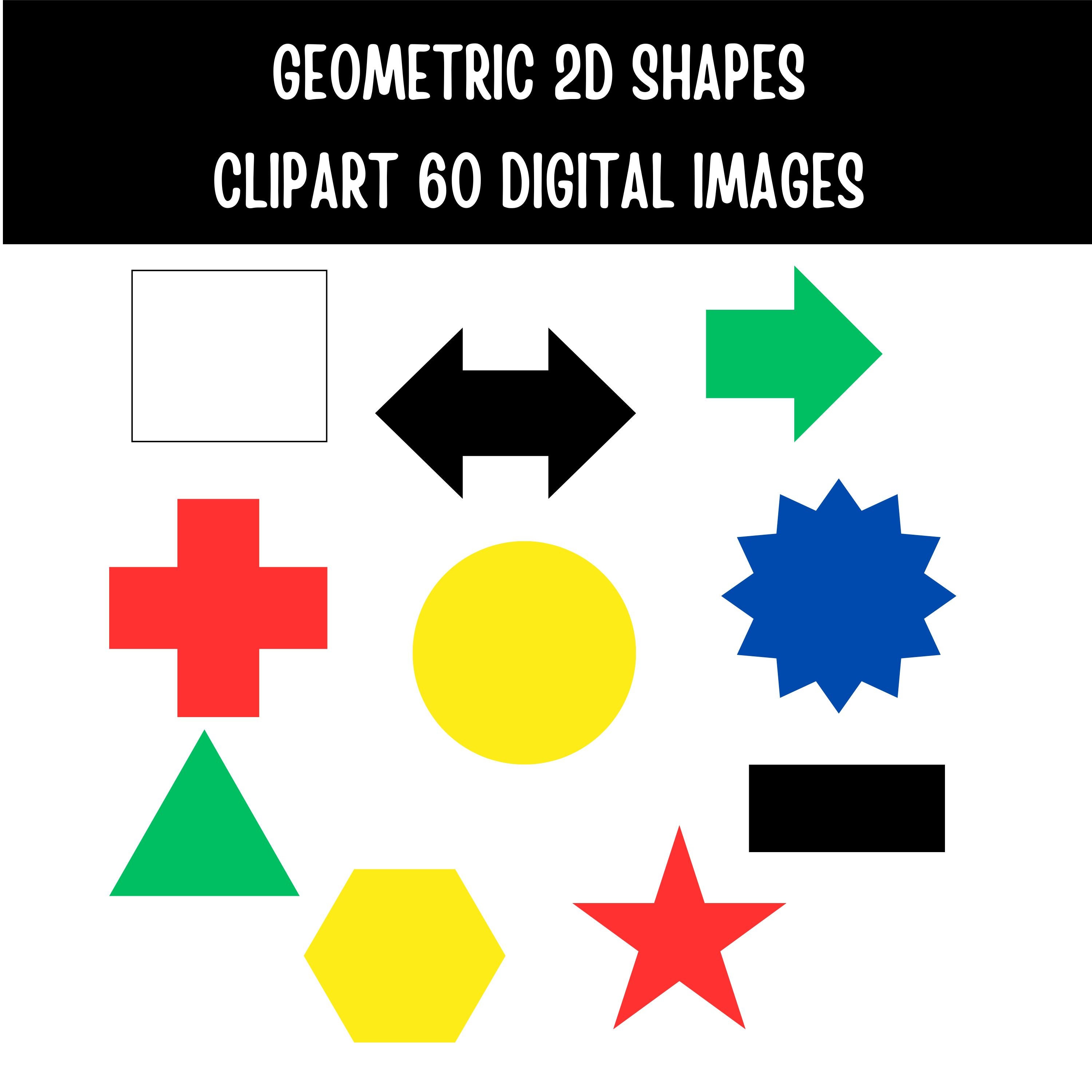 Back to School Shapes Clipart, 2D Shapes Clip Art PNG, Geometric Shapes ...
