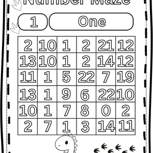 Math Worksheets Number Maze Dinosaur: Counting 1-25 Math Game - Etsy