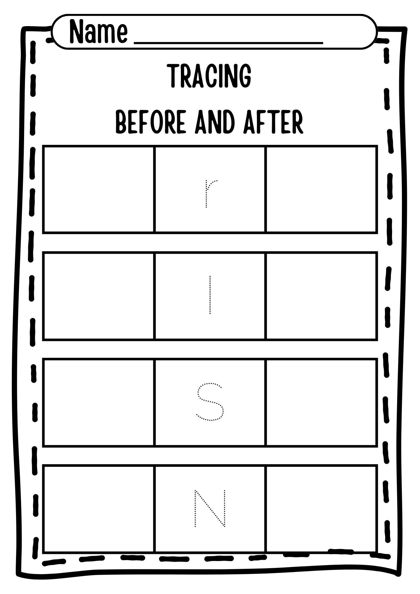 Alphabet Worksheets Printable Tracing Before and After Letter Instant ...