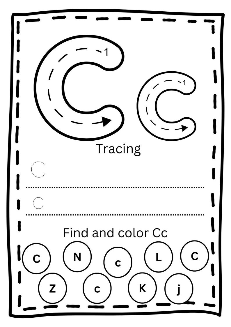 Alphabet Worksheets Printable Tracing Find and Color Homeschool Teacher ...