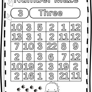 Math Worksheets Number Maze Dinosaur: Counting 1-25 Math Game - Etsy