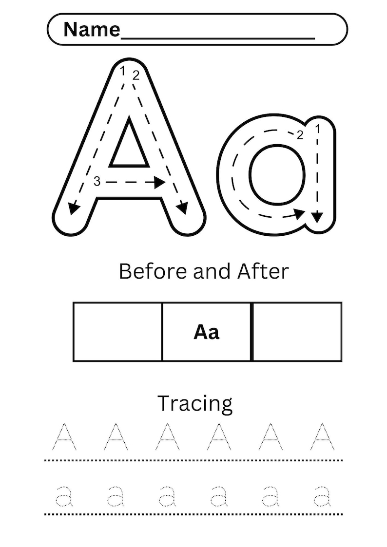 Alphabet Worksheets Tracing Before and After the Letter Activities ...