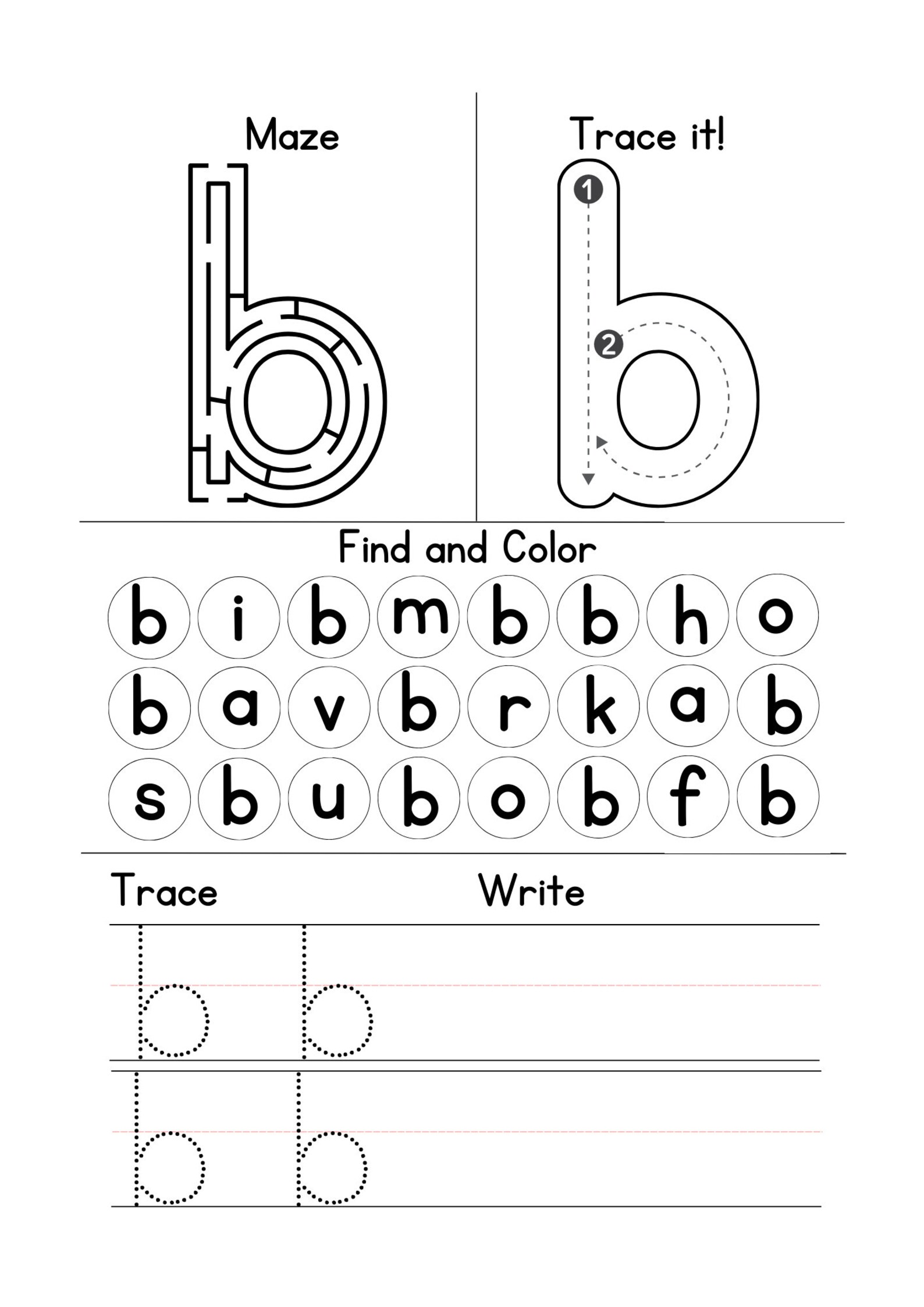 Alphabet Worksheets Mazes,tracing Find and Color the Letter Activities ...