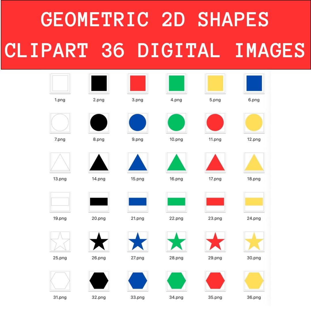Shapes Clipart, 2D Shapes Clip Art PNG, Kawaii Geometric Shapes ...