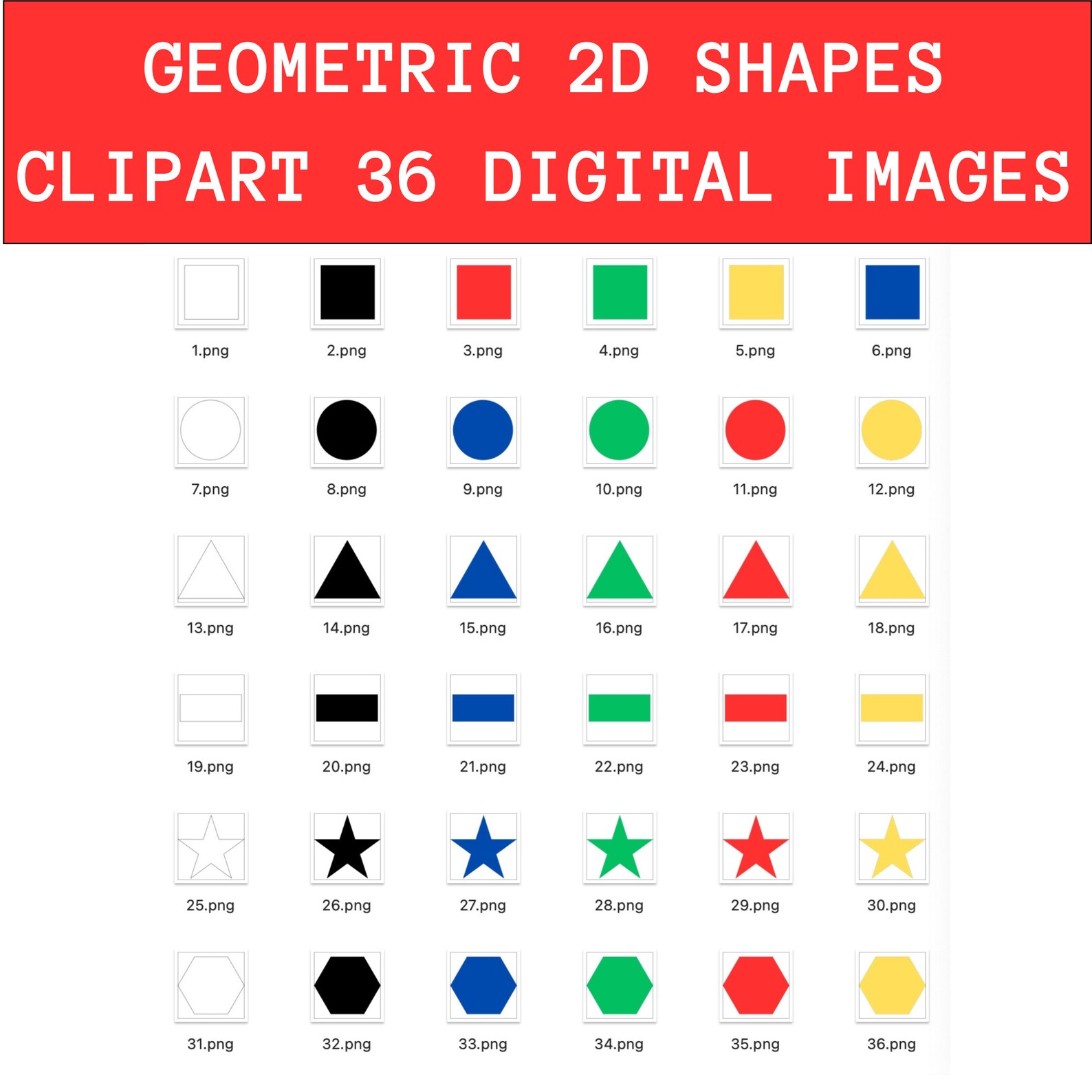 Shapes Clipart, 2D Shapes Clip Art PNG, Kawaii Geometric Shapes ...
