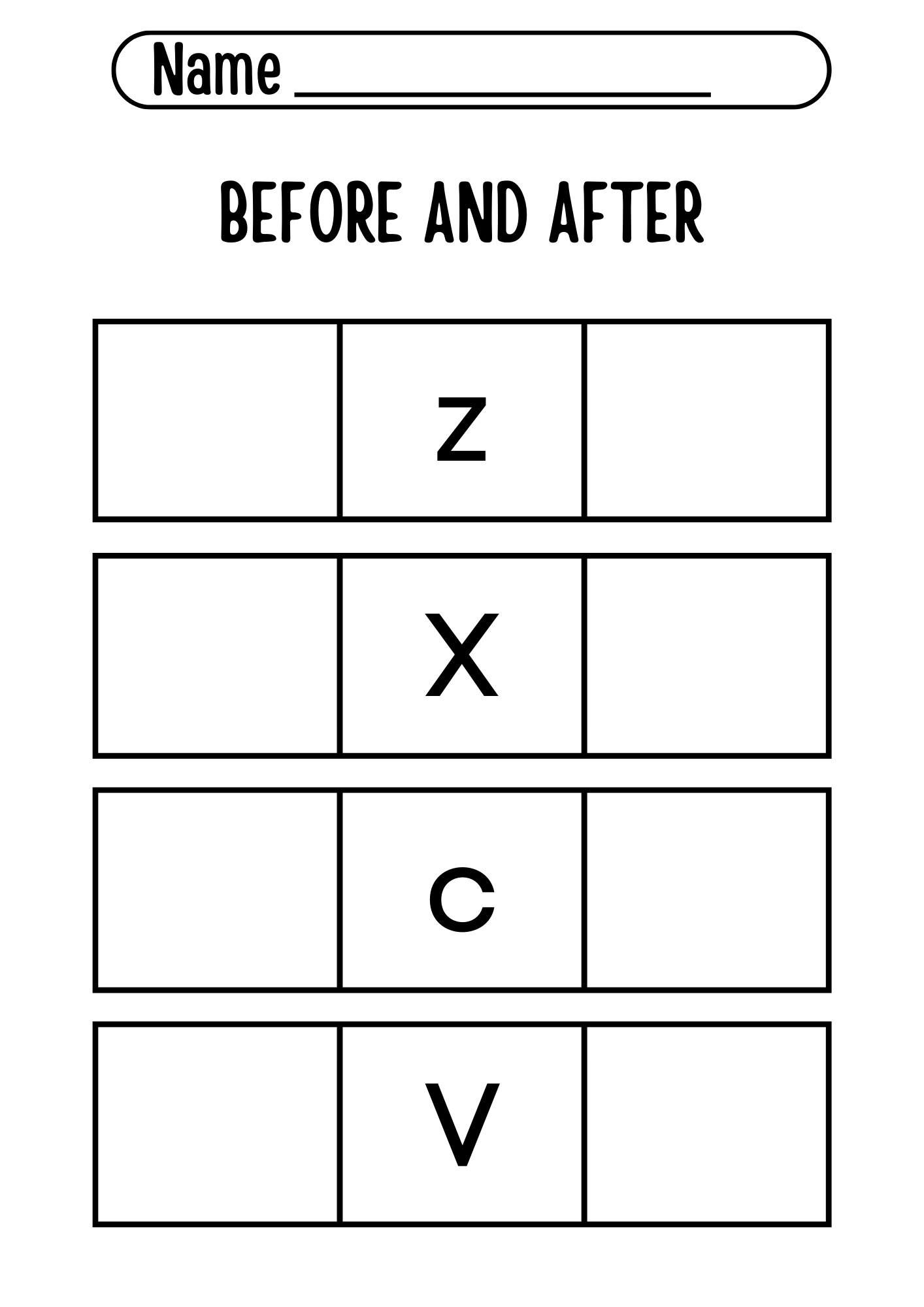 Alphabet Worksheets Printable Before and After Homeschool Teacher Kids ...