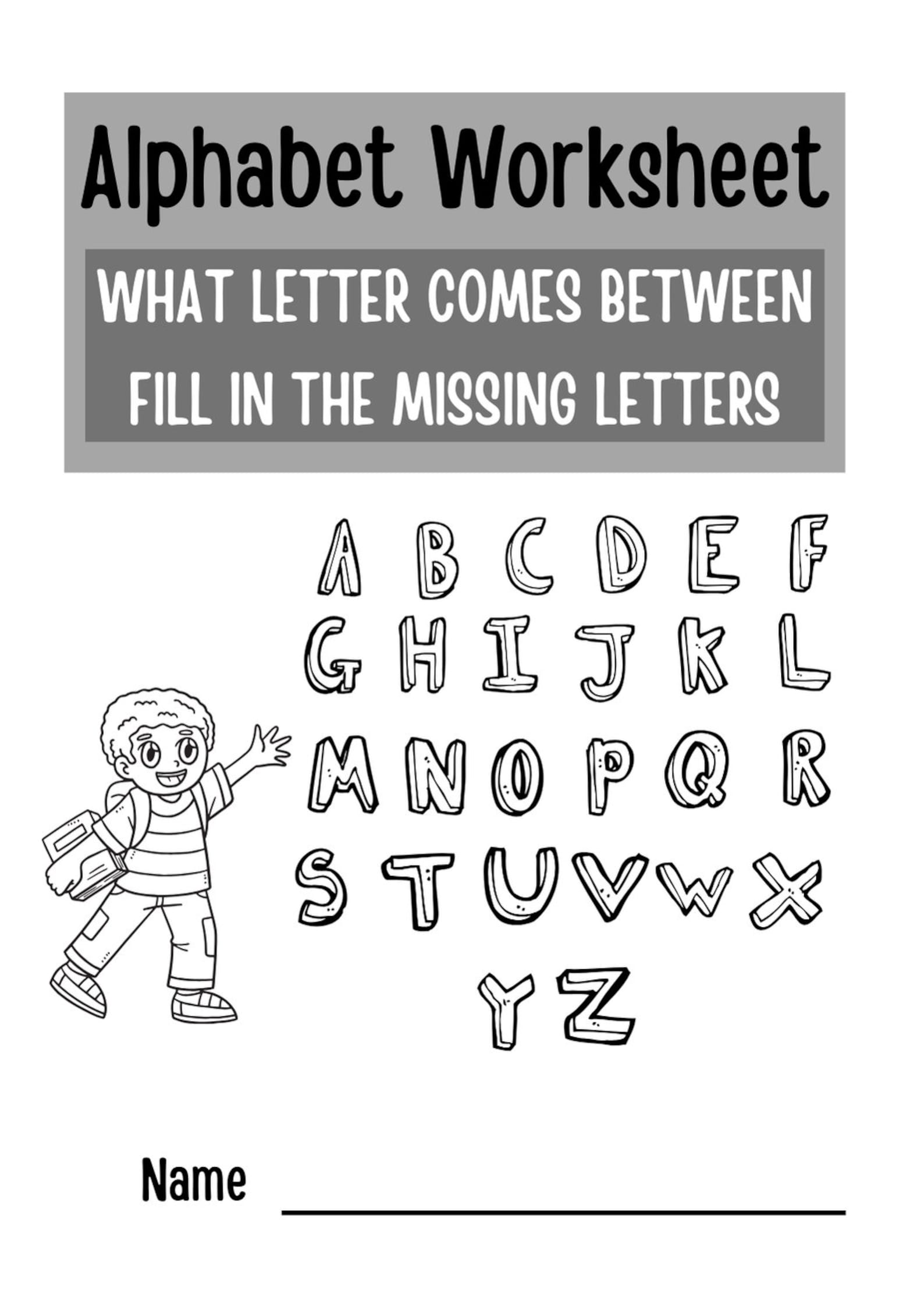 Alphabet Worksheet ,what Letter Comes Between, Fill in the Missing ...