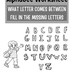 Alphabet Worksheet ,what Letter Comes Between, Fill in the Missing ...
