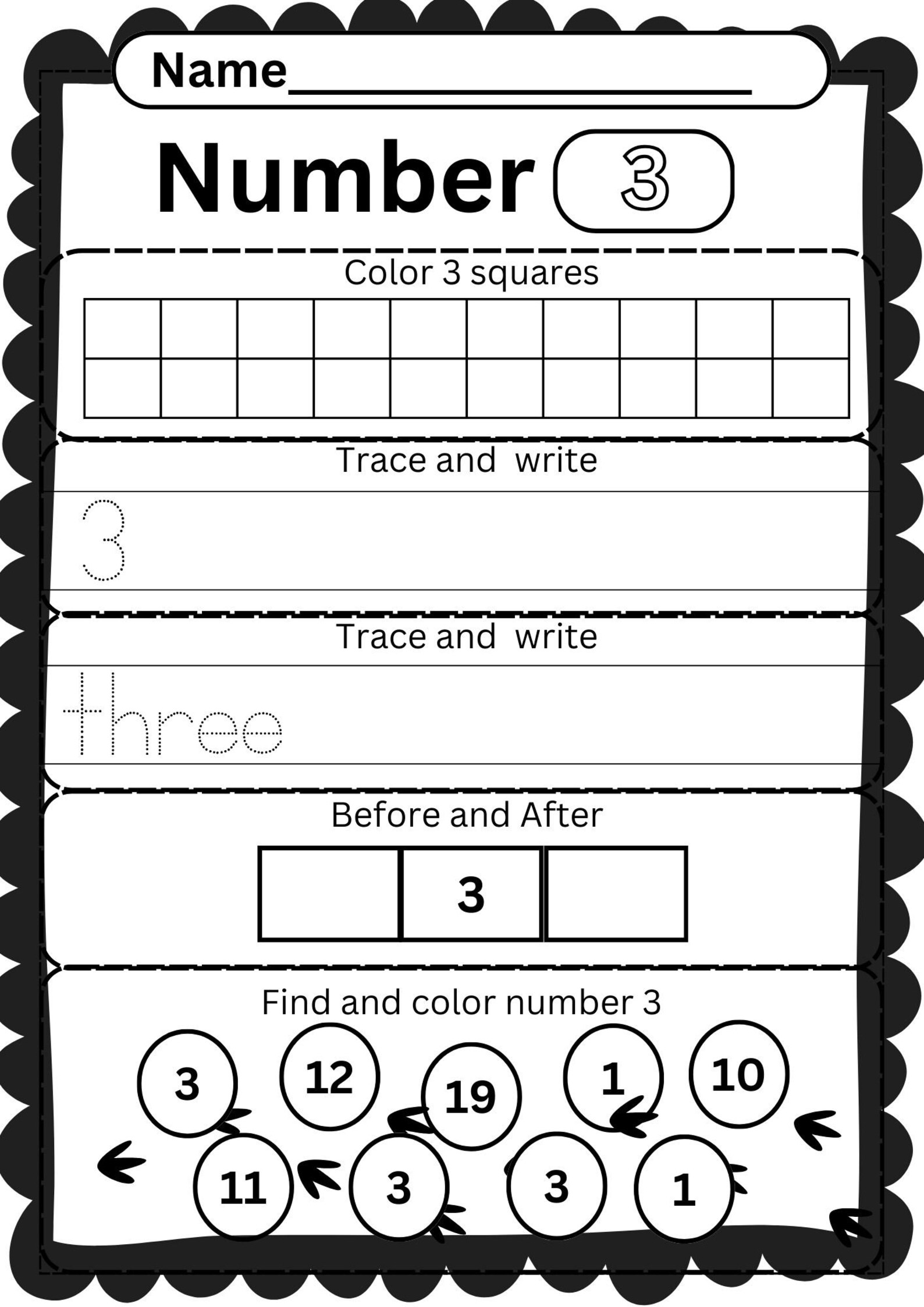 Number Worksheets Color, Tracing, Find, Before and After Numbers to 1 ...
