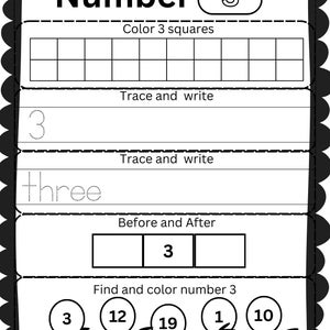 Number Worksheets Color, Tracing, Find, Before and After Numbers to 1 ...
