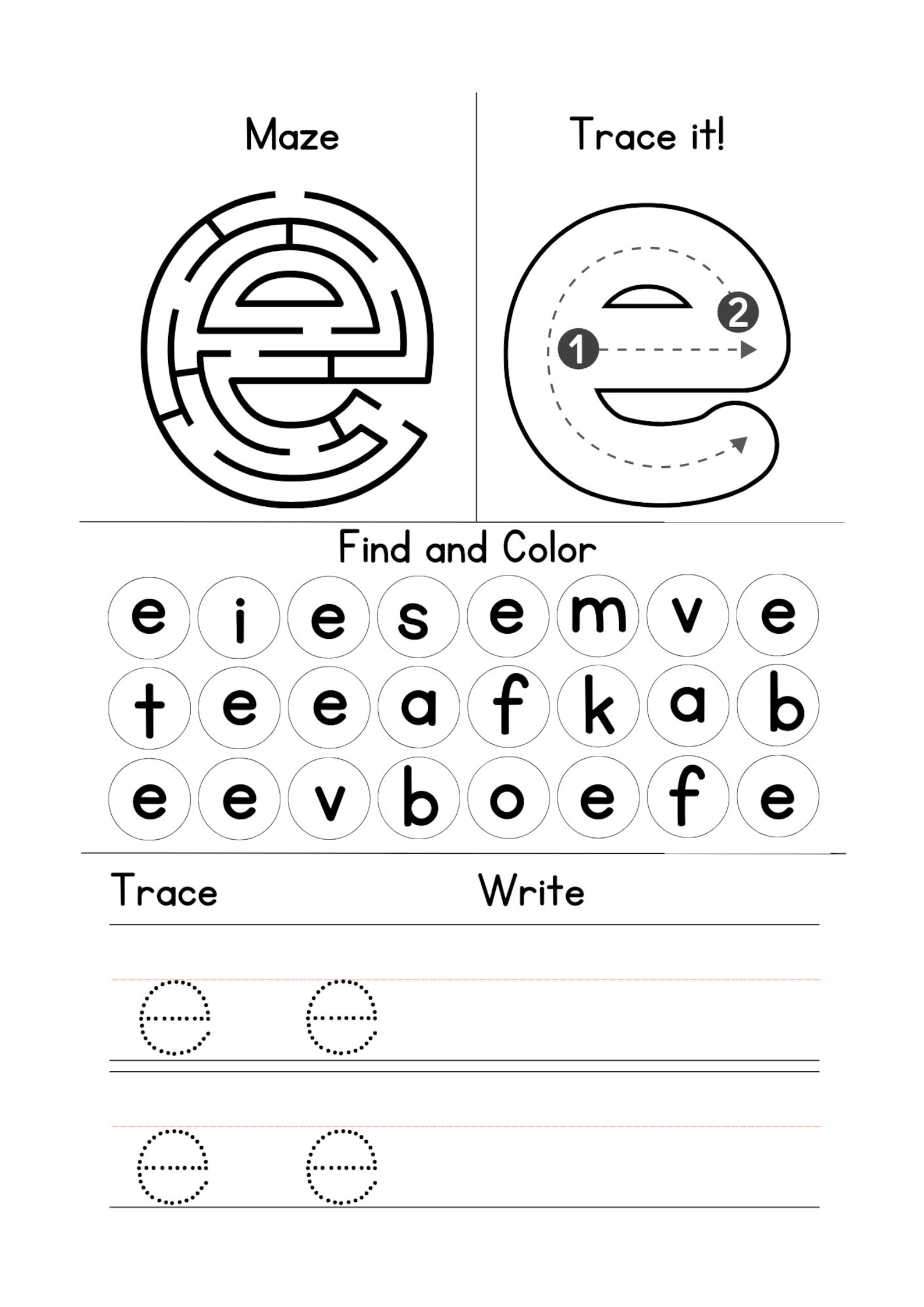 Alphabet Worksheets Mazes,tracing Find and Color the Letter Activities ...