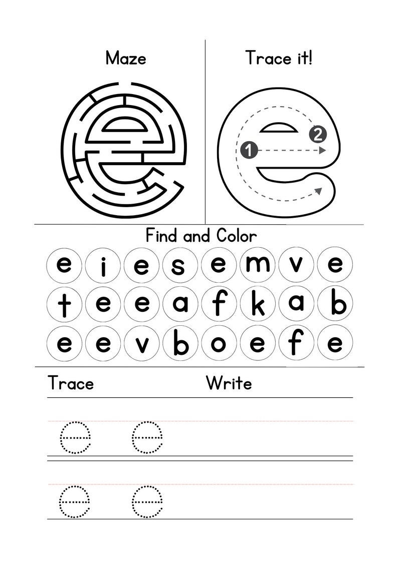 Alphabet Worksheets Mazes,tracing Find and Color the Letter Activities ...