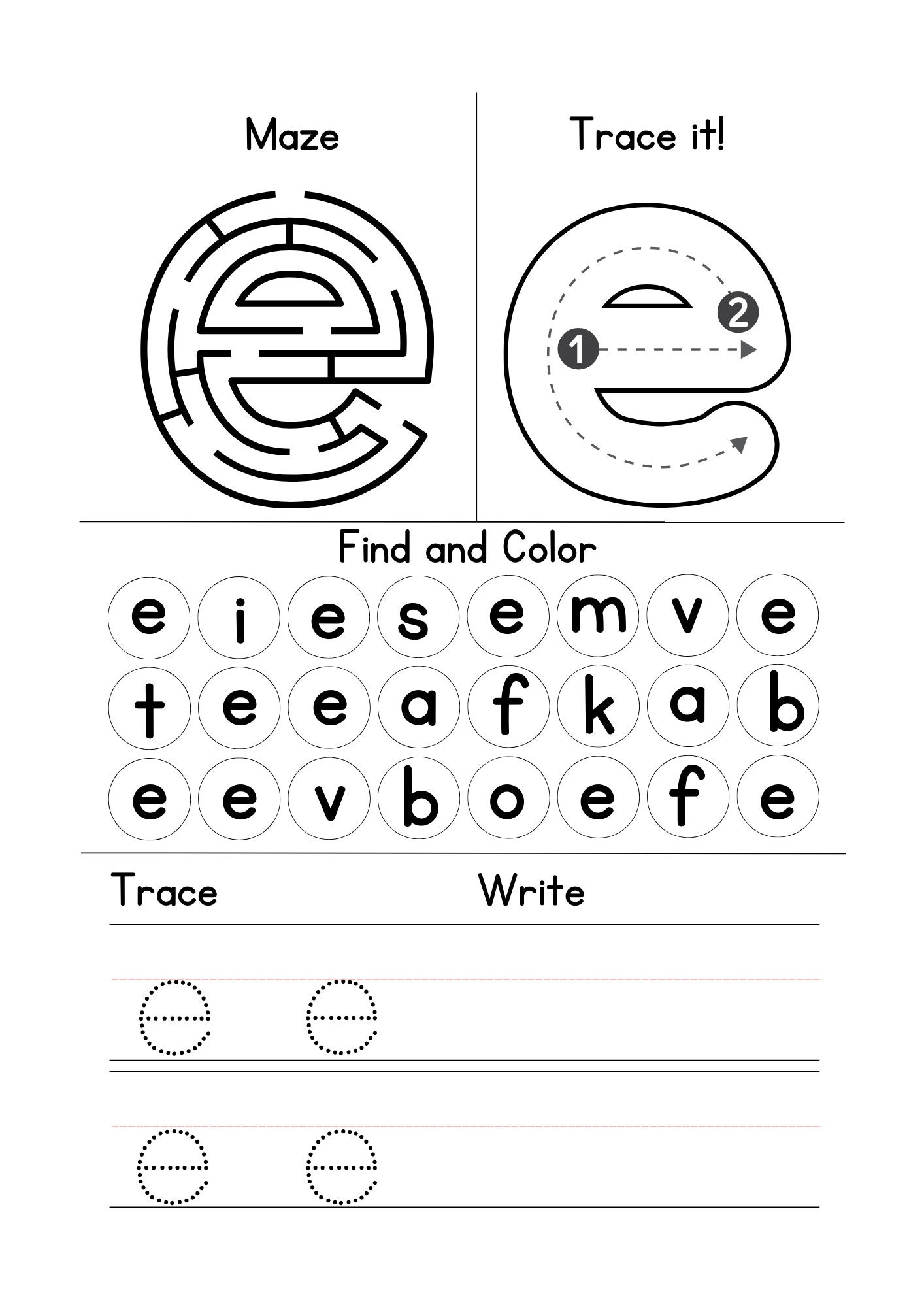 Alphabet Worksheets Mazes,tracing Find and Color the Letter Activities ...