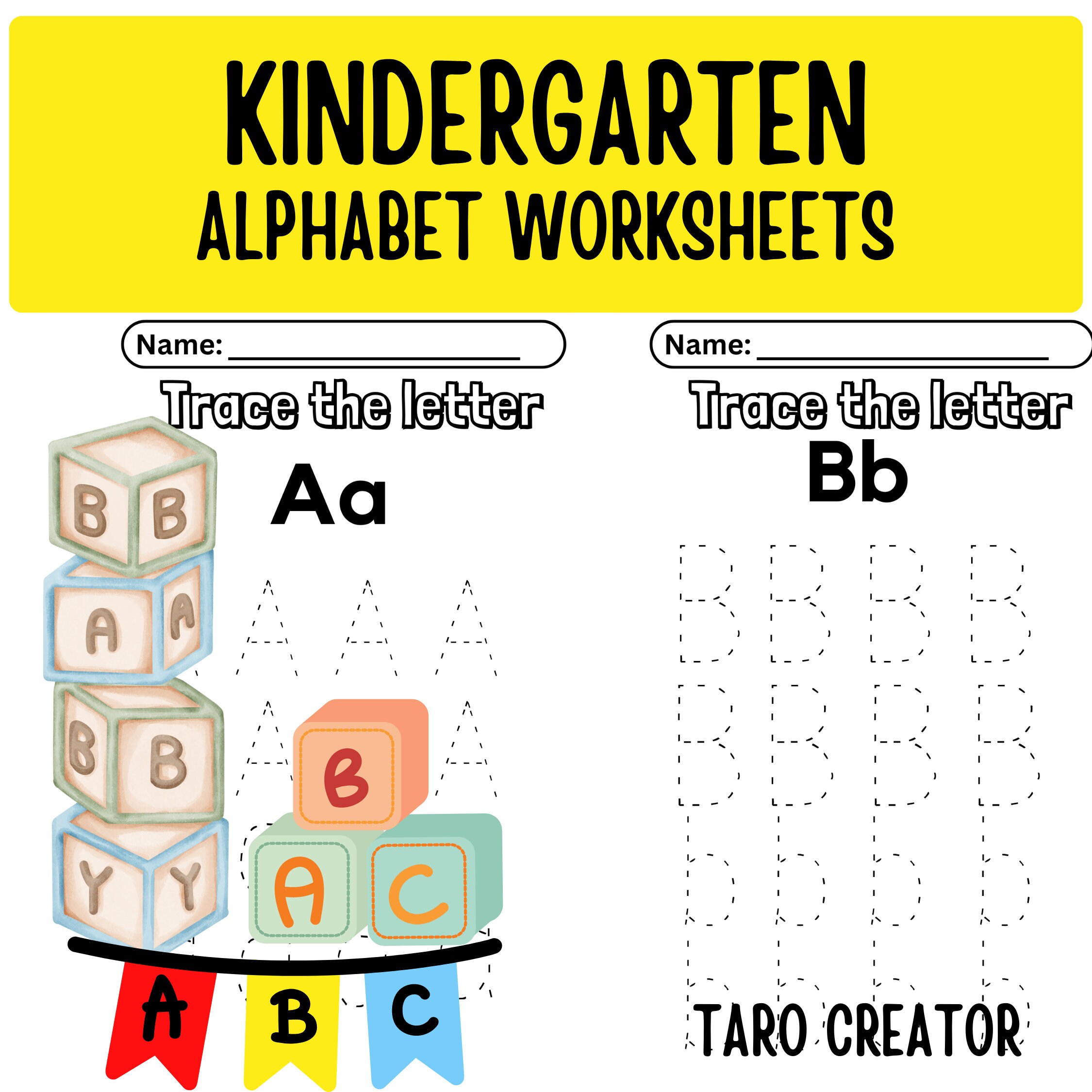 Alphabet Worksheets Handwriting: Letters Tracing Activities Homeschool ...