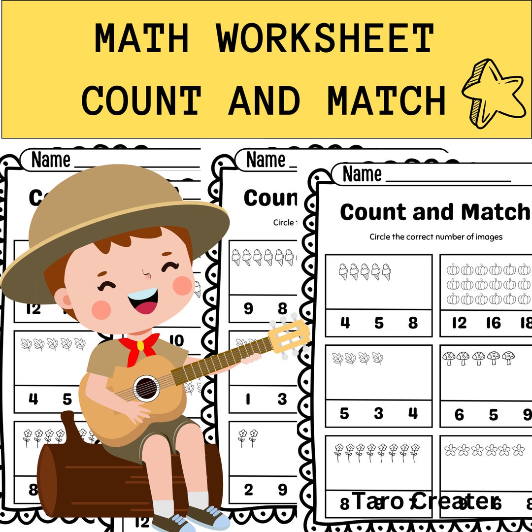 Math Game Math Worksheets Color, Count and Match, Homeschool Teacher ...