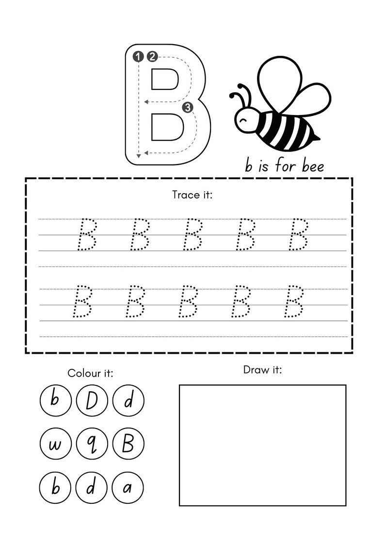 Alphabet Worksheets Printable Tracing and Color Homeschool Teacher Kids ...
