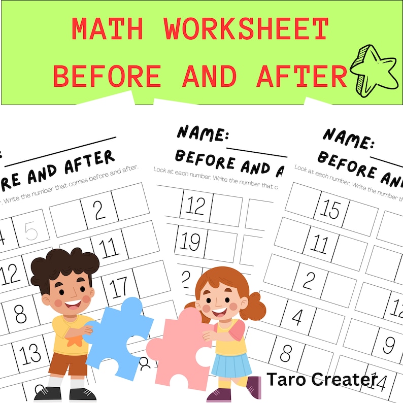 Math Worksheets - Number Before and After, Math Game, Homeschool ...