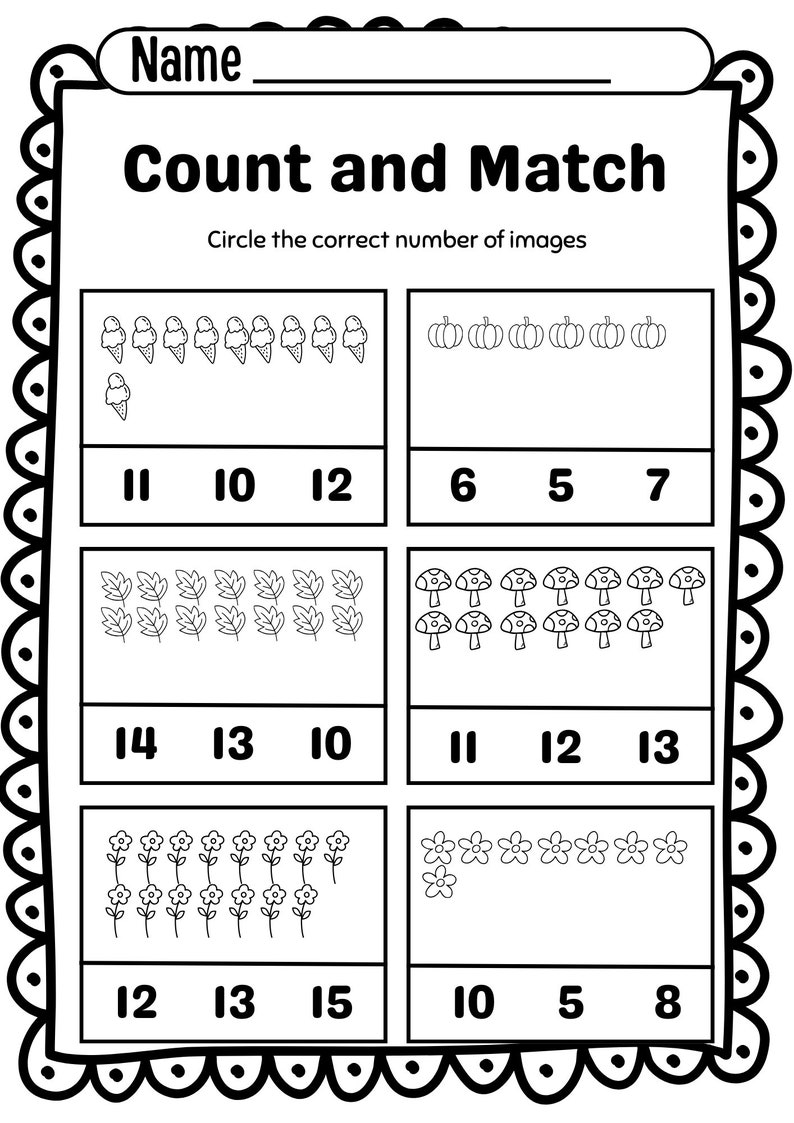 Math Game Math Worksheets Color, Count and Match, Homeschool Teacher ...