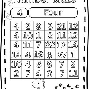 Math Worksheets Number Maze Dinosaur: Counting 1-25 Math Game - Etsy