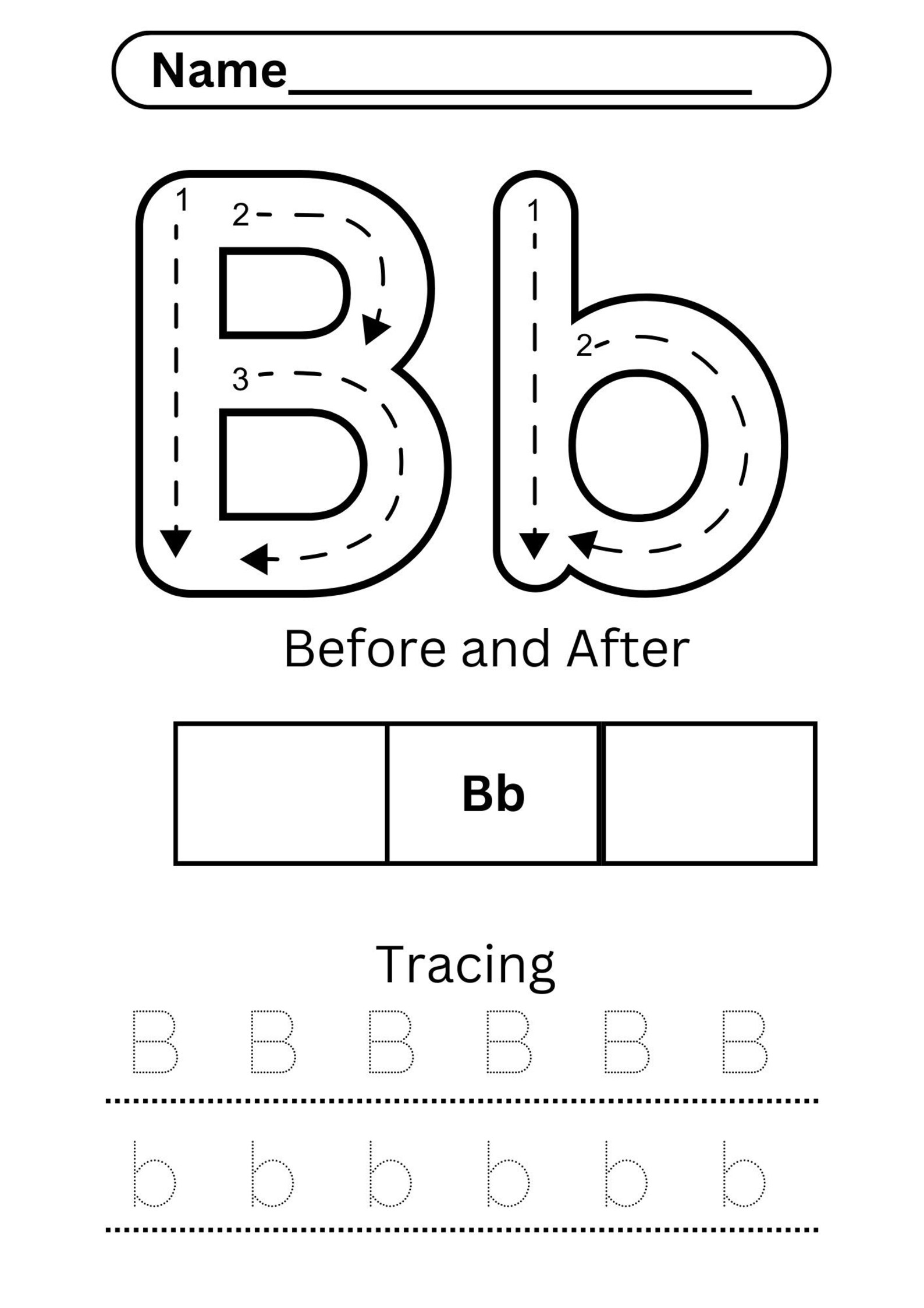 Alphabet Worksheets Tracing Before and After the Letter Activities ...
