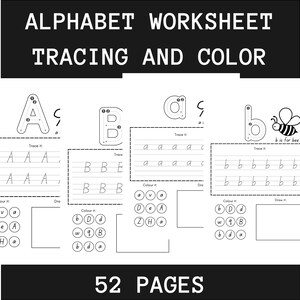 Alphabet Worksheets Printable Tracing and Color Homeschool Teacher Kids ...