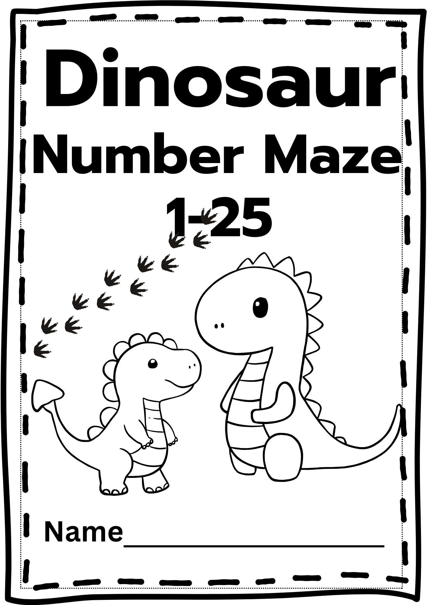 Math Worksheets Number Maze Dinosaur: Counting 1-25 Math Game - Etsy